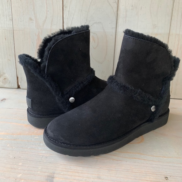 UGG | Shoes | Ugg Luxe Spill Seam Black Mini Boots Nib | Poshmark